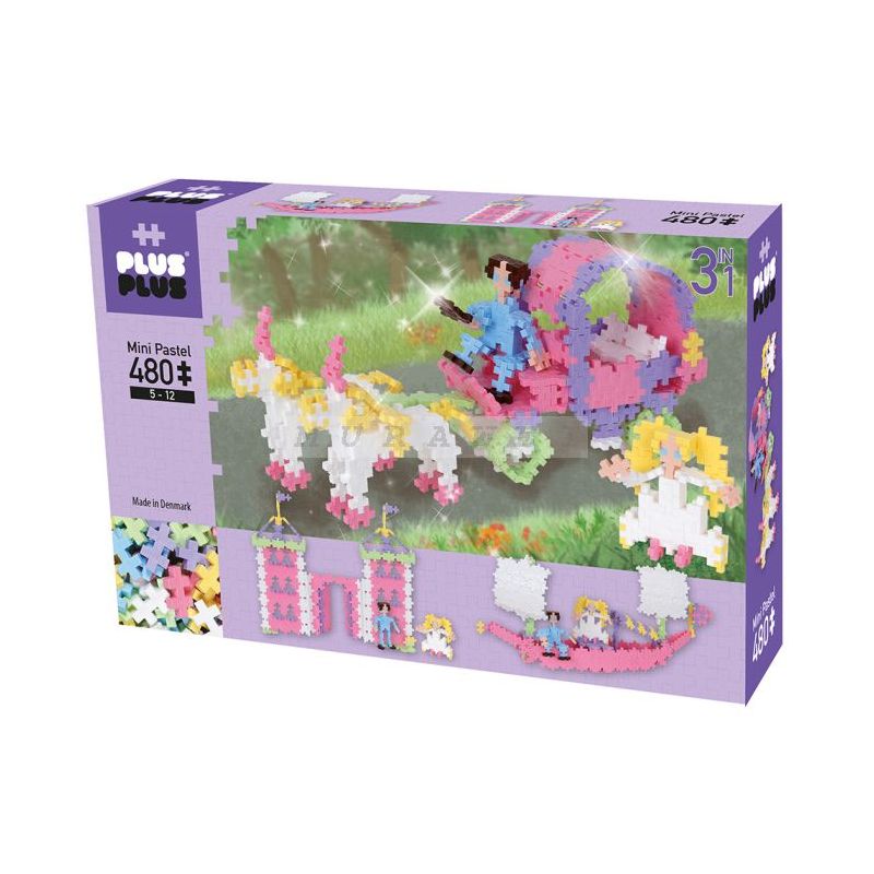 Plus-Plus Mini Pastel 480 - Princesses, 3-in-1.